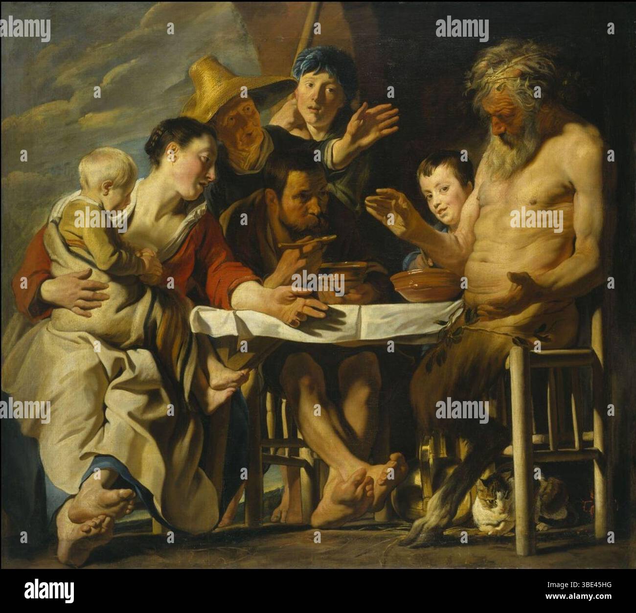 Jacob Jordaens - The satyr with the peasant Stock Photo - Alamy