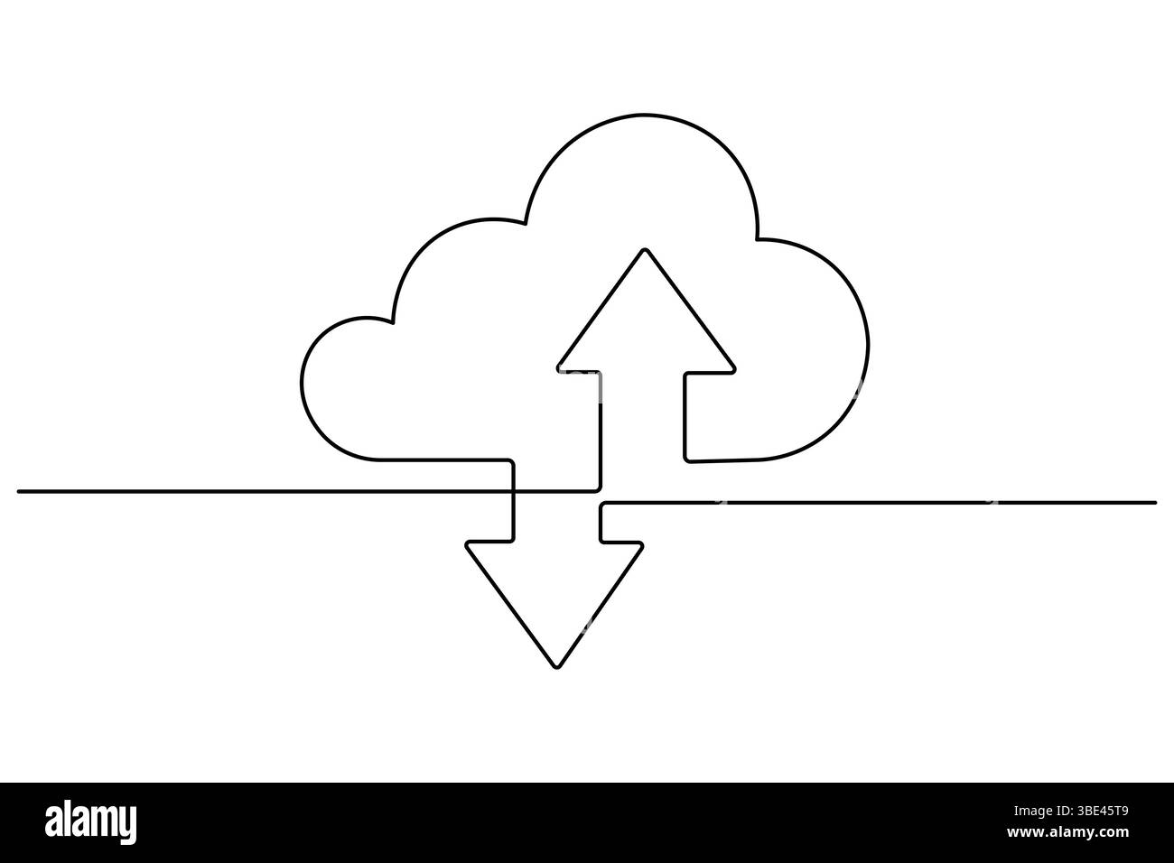Cloud storage continuous one line drawing and outline vector ...