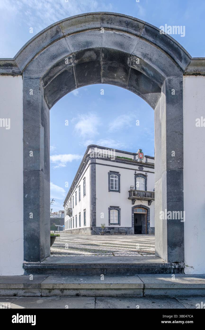 Historic Angra Do Heroismo, Terceira Building Seen Through Archway ...