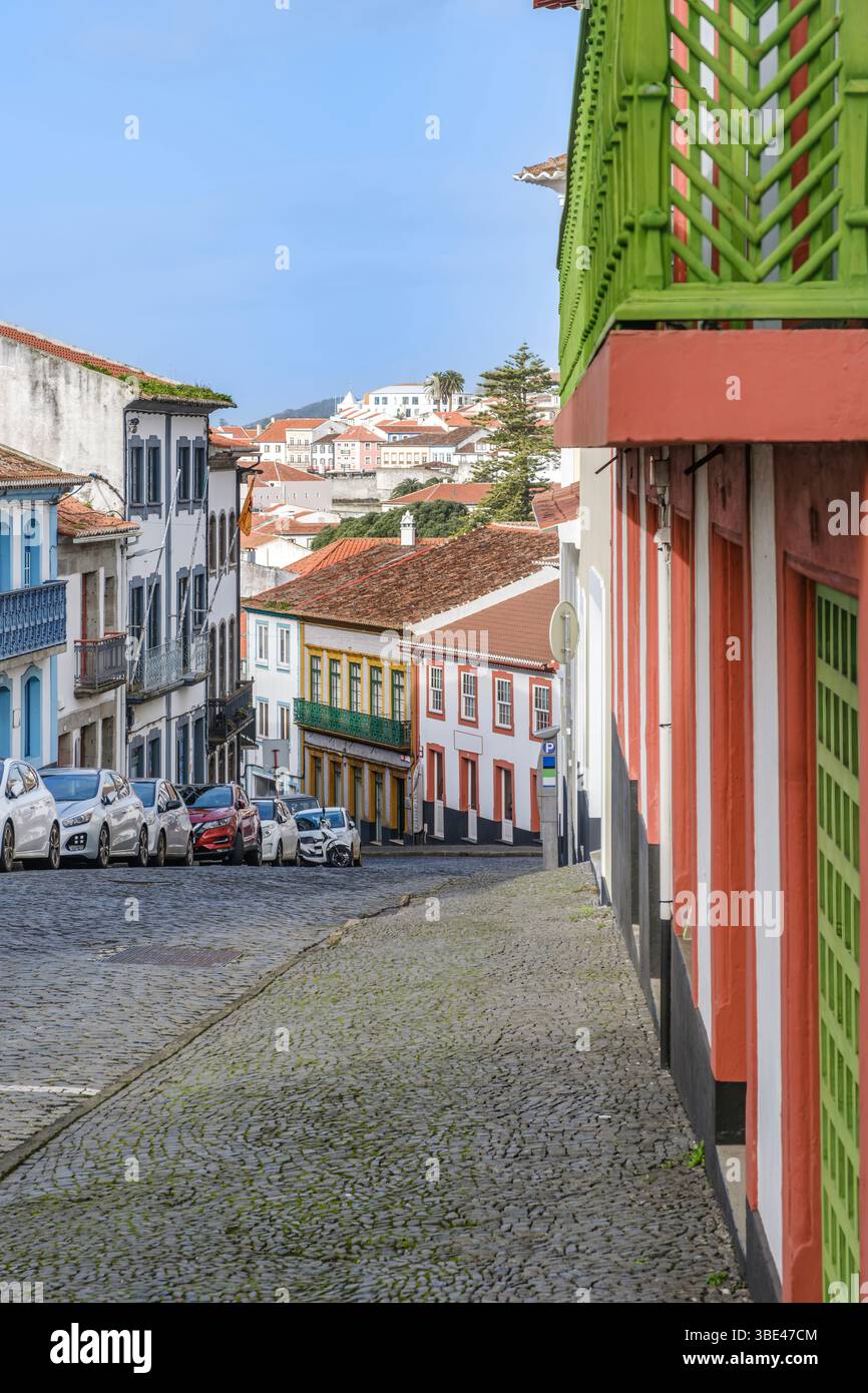 Colorful Historic Street In Angra Do Heroismo. Terceira Island ...