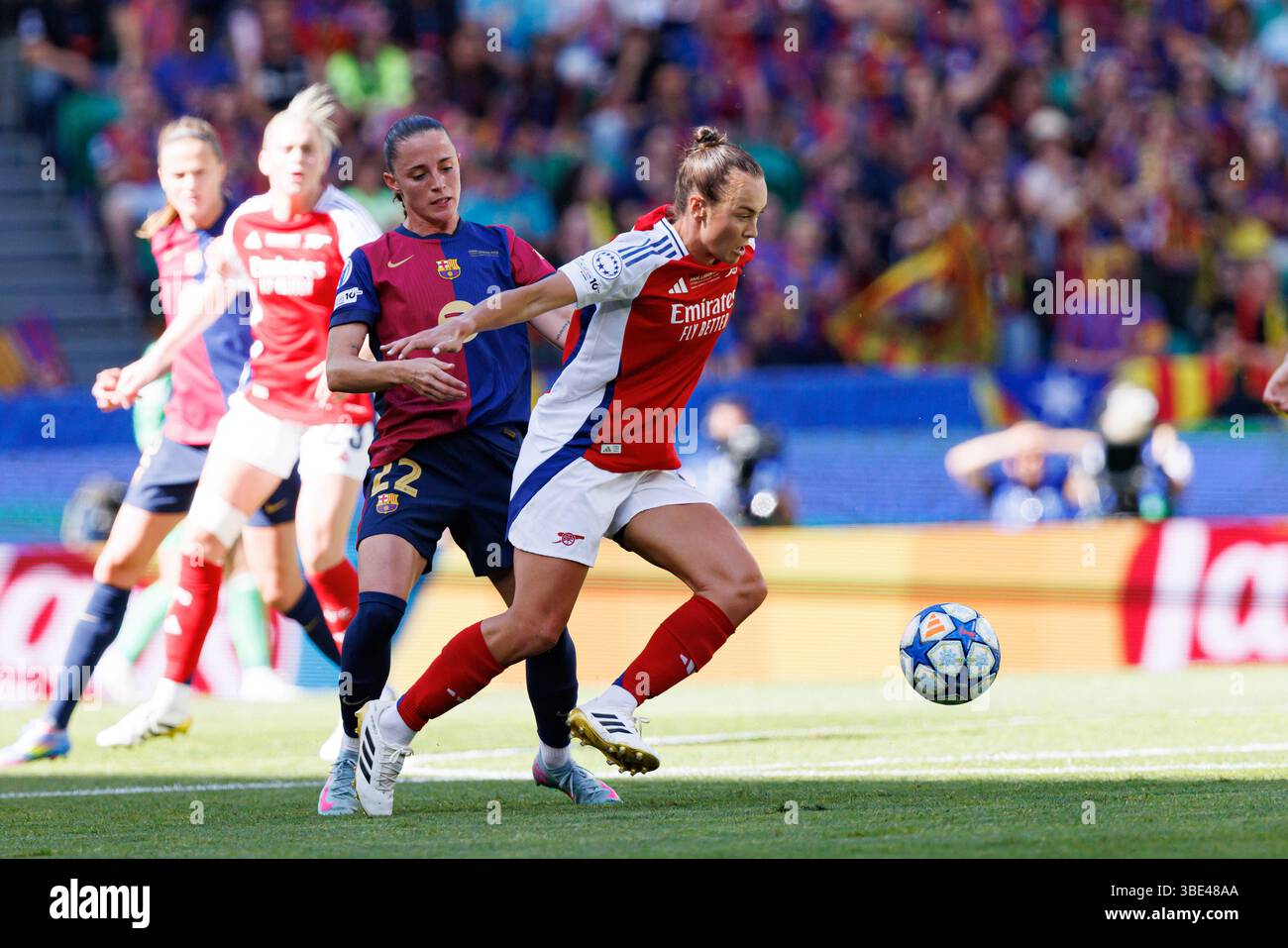 Ona Battle and Caitlin Foord seen during UEFA Womens Champions League ...