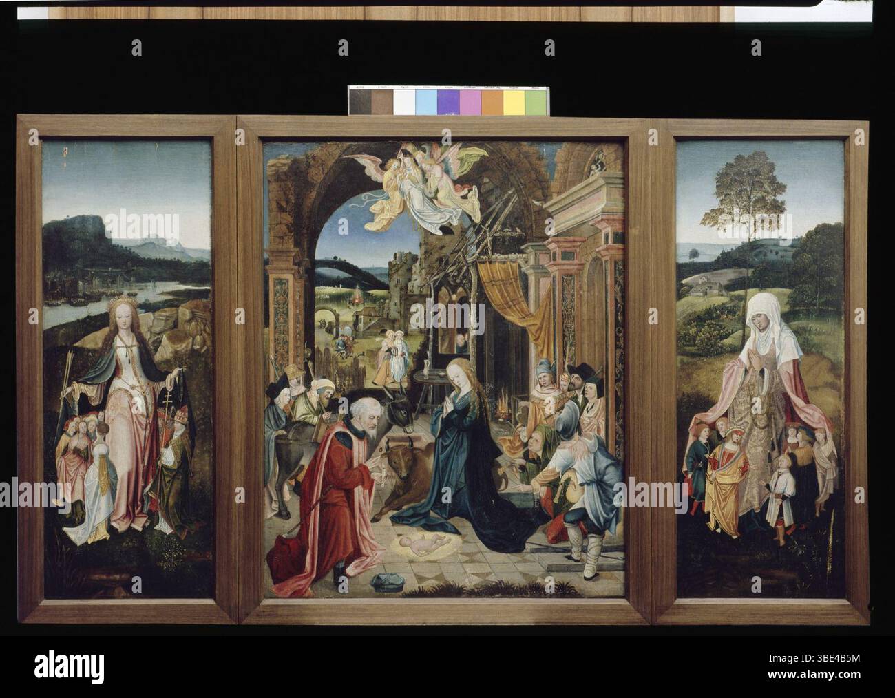 Jan de Beer, (Werkstatt) - Triptychon mit der Anbetung der Hirten, obj05021826 Stock Photo - Alamy