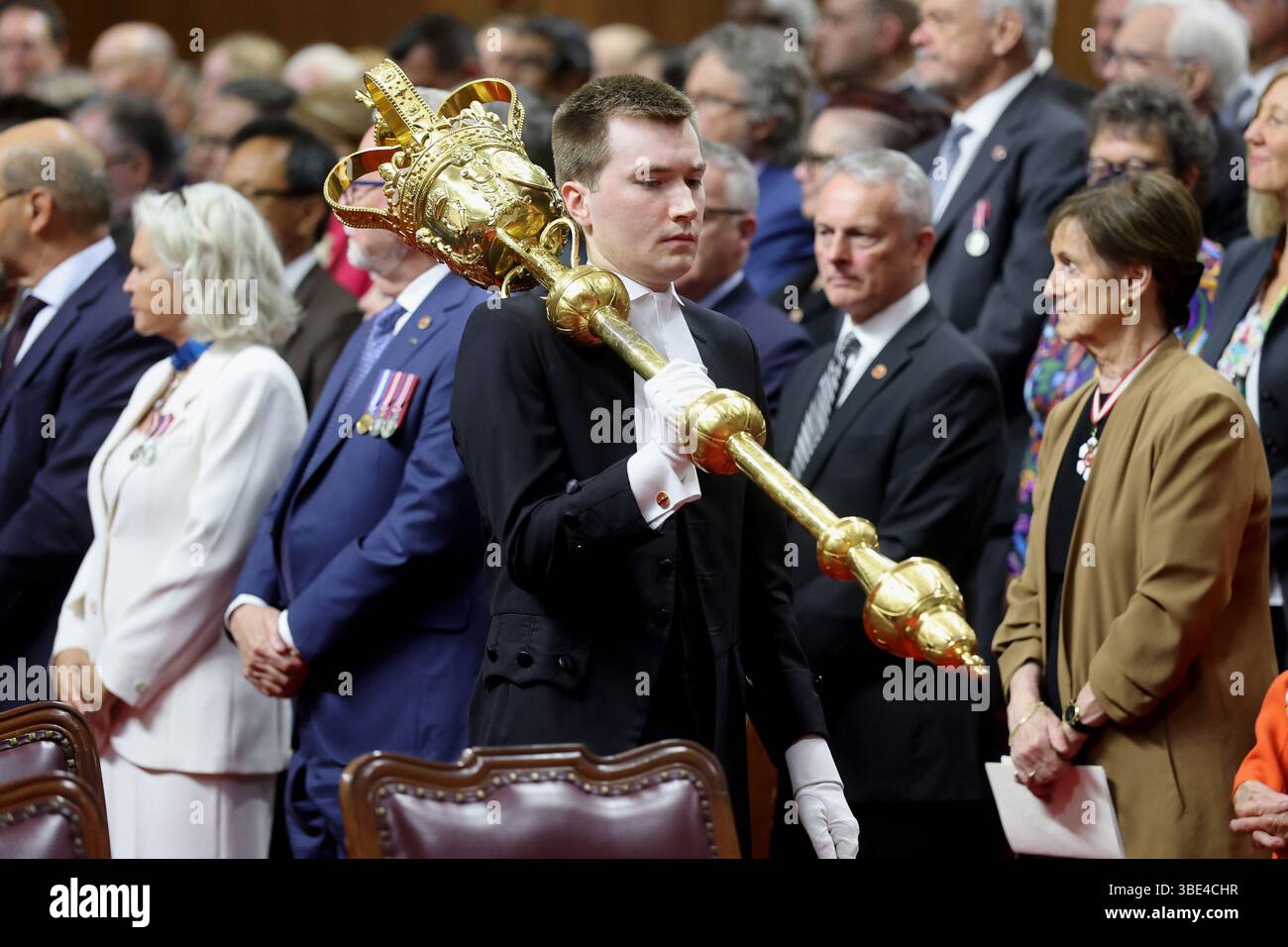 The Senate Mace is carried into the chamber ahead of the State Opening ...