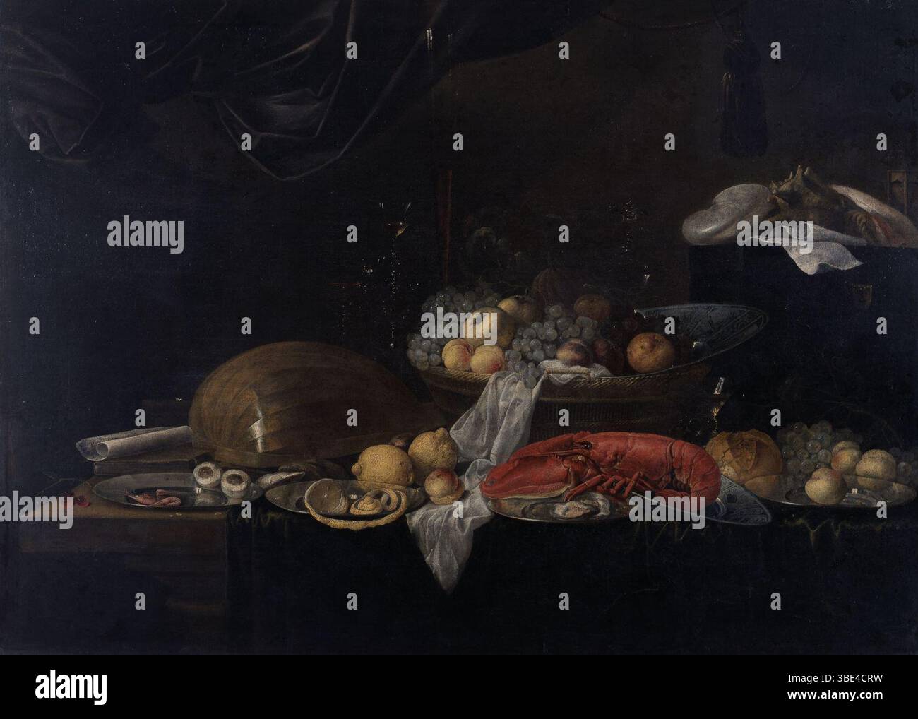 Jan I van den Hecke - Still Life with Crustacea, Fruits and a Lute ...