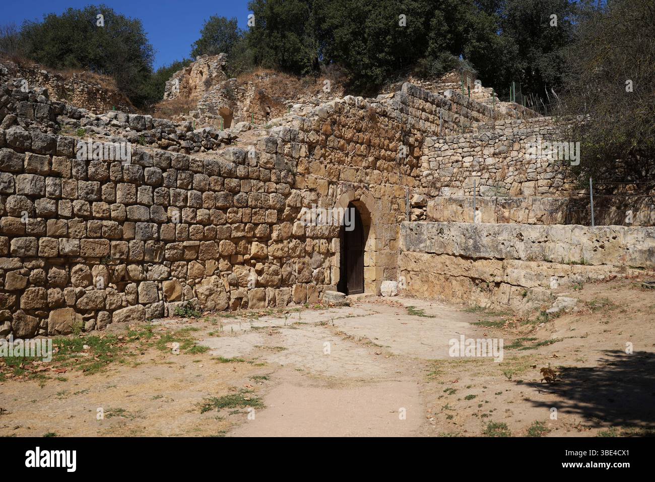 Ruins of a fortified Hospitaller building at Ein Hemed a national park ...
