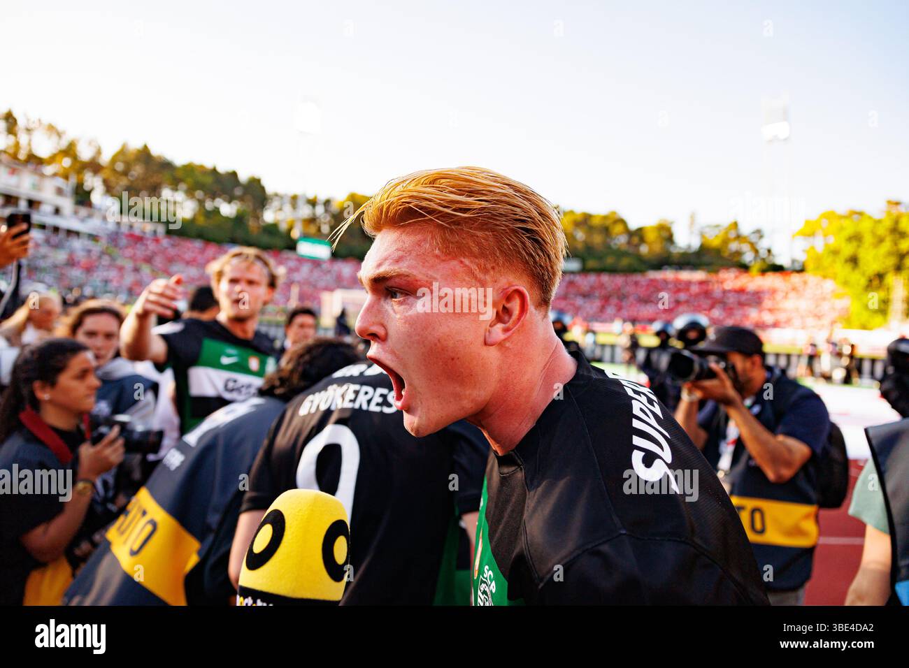 Viktor Gyokeres and Conrad Harder seen celebrating after scoring goal ...