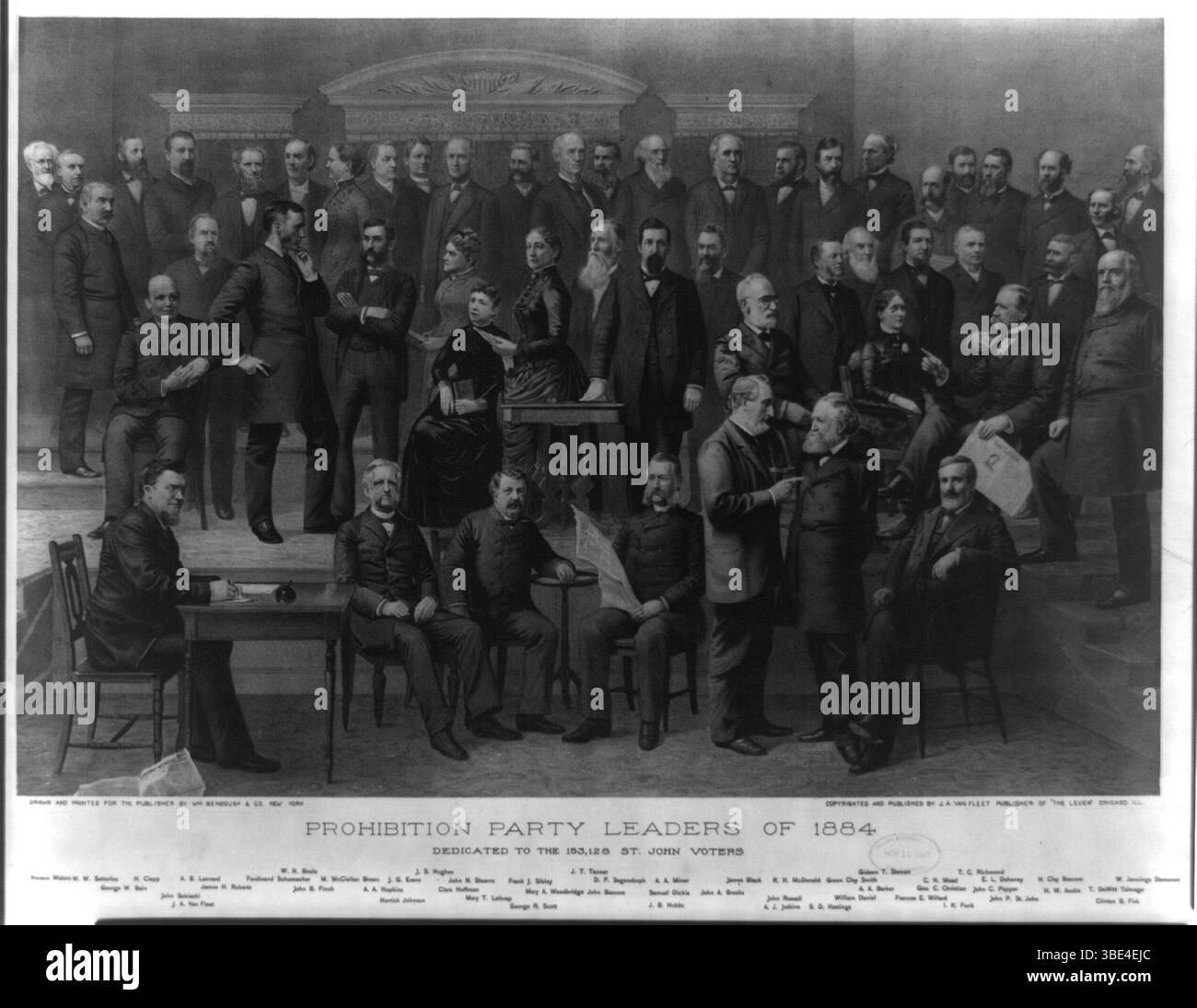 An engraving showing the leaders of the Prohibition Party from 1884 ...