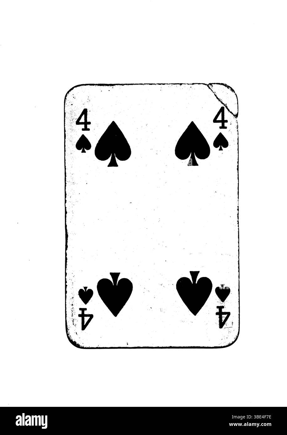 A black and white playing card in the suit of spades isolated on a ...