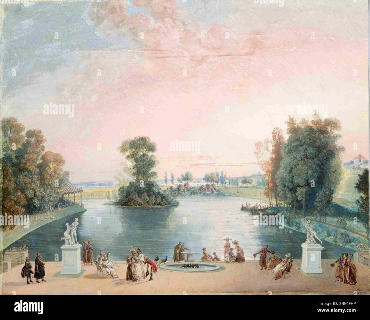 Jan Piotr Norblin - Łazienki Królewskie w Warszawie. Widok z tarasu ...