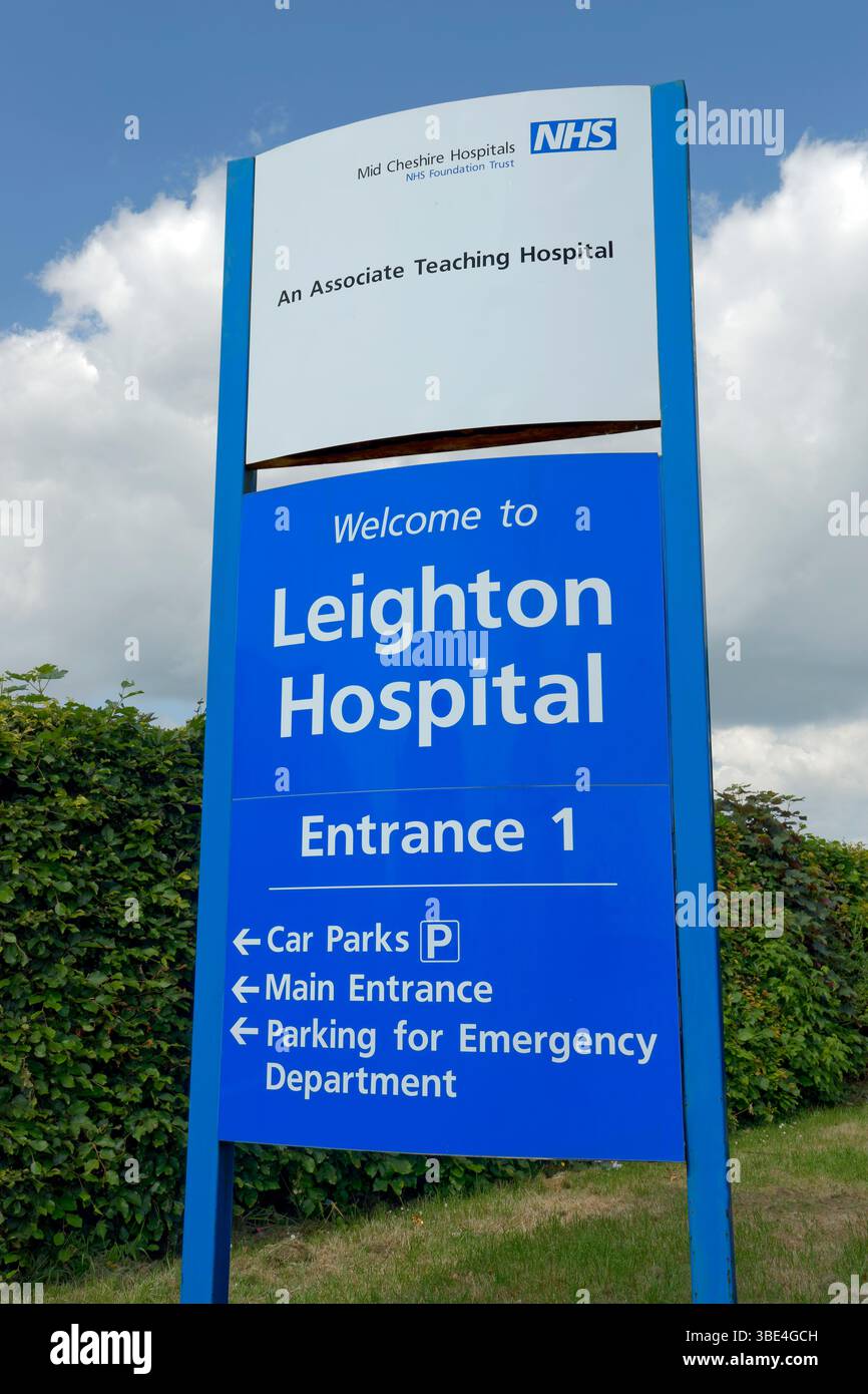 Totem signboard of the Leighton Hospital near Crewe in Cheshire ...