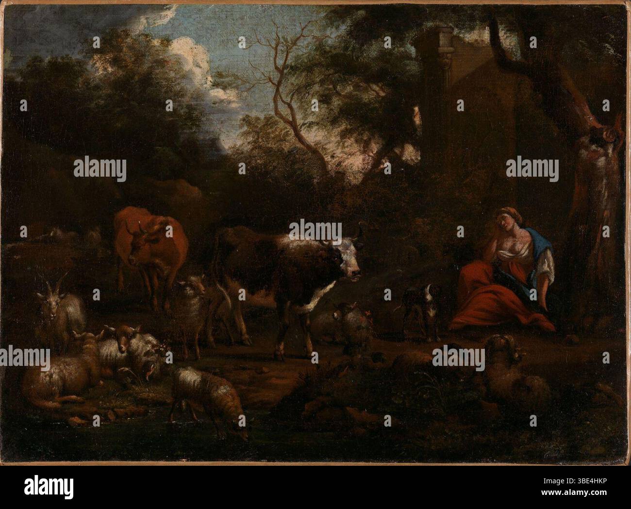 Jan van Gool - Mountain Landscape with Resting Woman Stock Photo - Alamy