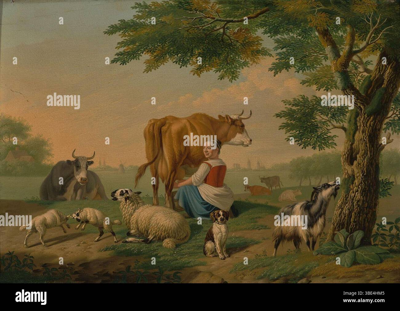 Jan van Gool - Landschap met melkmeid Stock Photo - Alamy