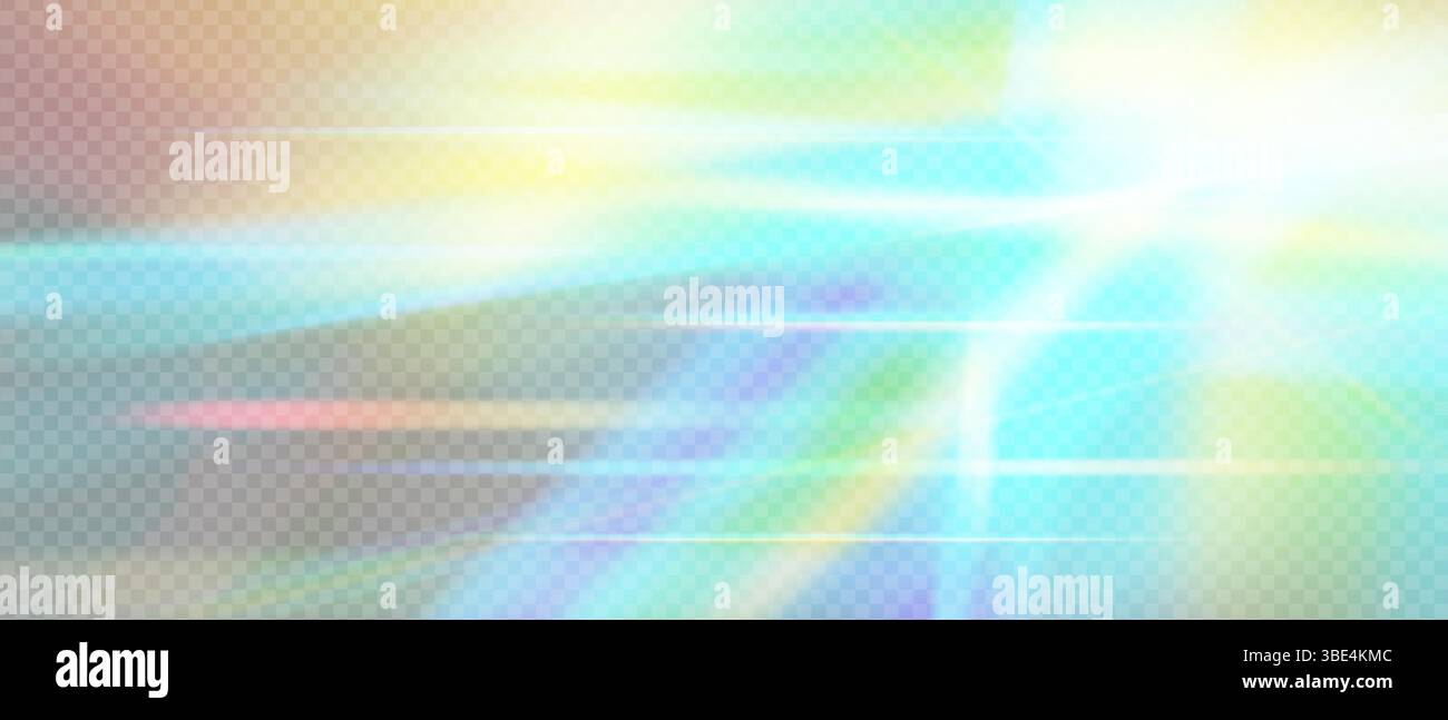 Abstract rainbow prism light with crystal flare and diamond sparkle. Iridescent glow and ...