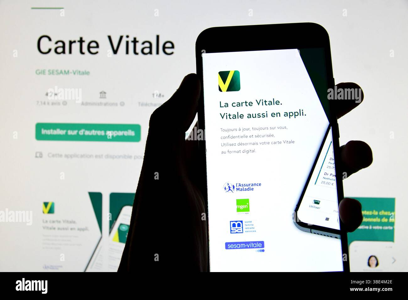 In this photo illustration, the Carte Vitale app. Health insurance card ...
