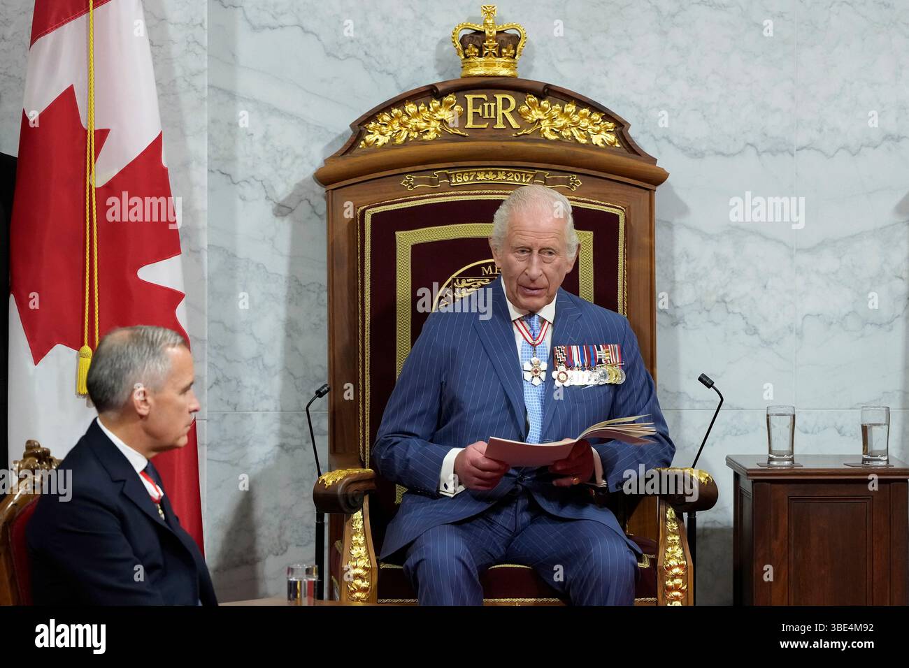 King Charles delivers the speech from the throne in the Senate in ...