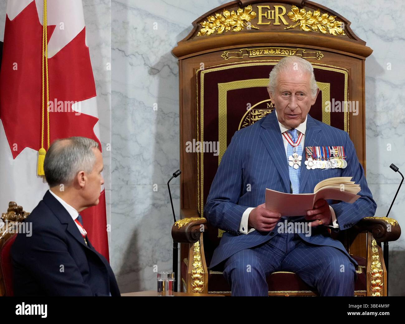 King Charles delivers the speech from the throne in the Senate in ...