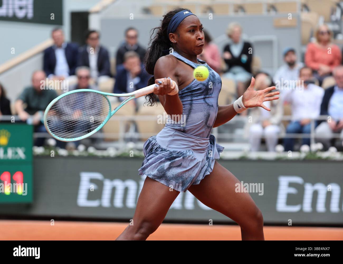 Paris, France. 27th May, 2025. Coco Gauff of the US plays against Olivia Gadecki of Australia ...