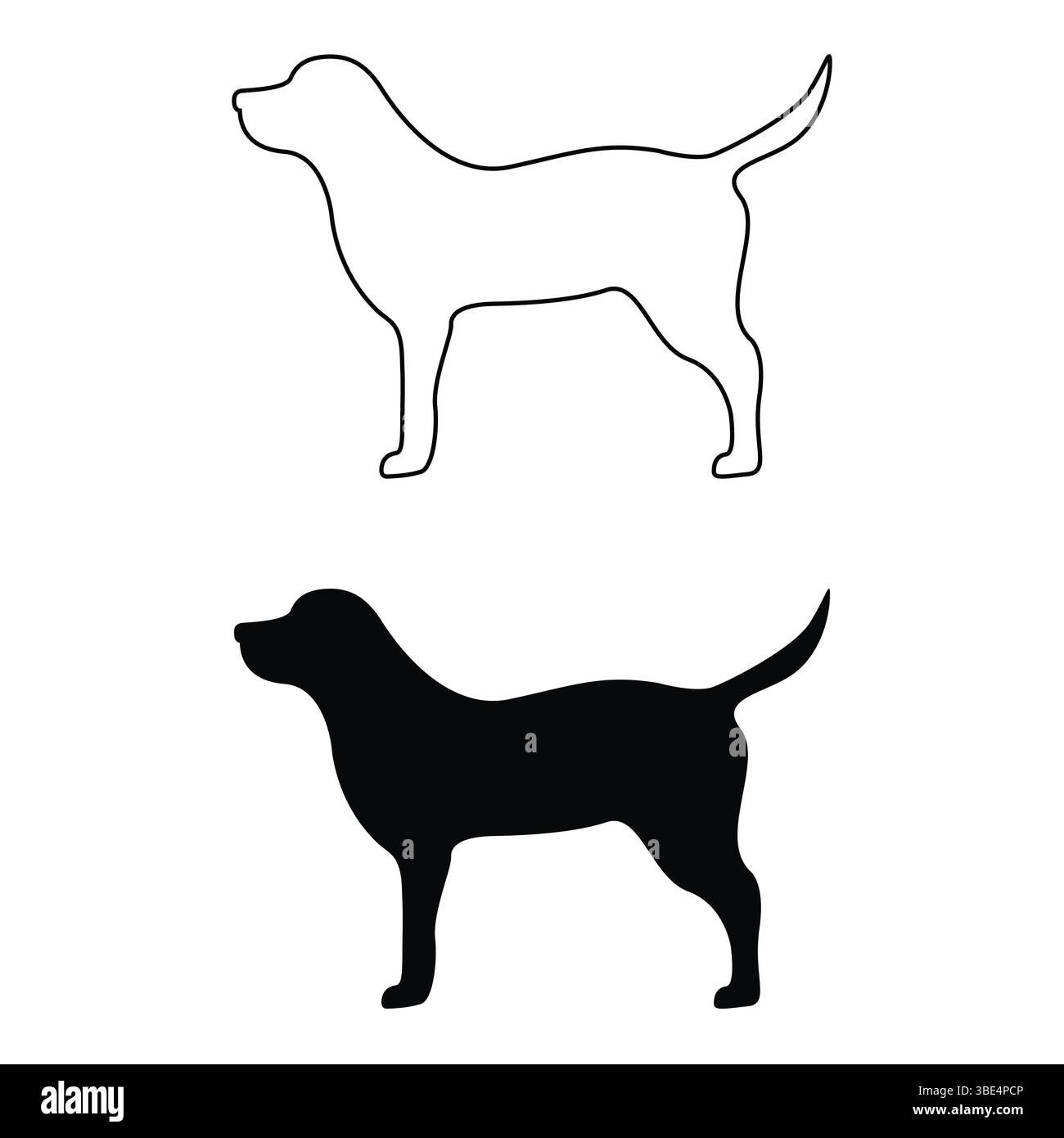 Standing Labrador Dog Black Silhouette Vector Stock Vector Image & Art ...
