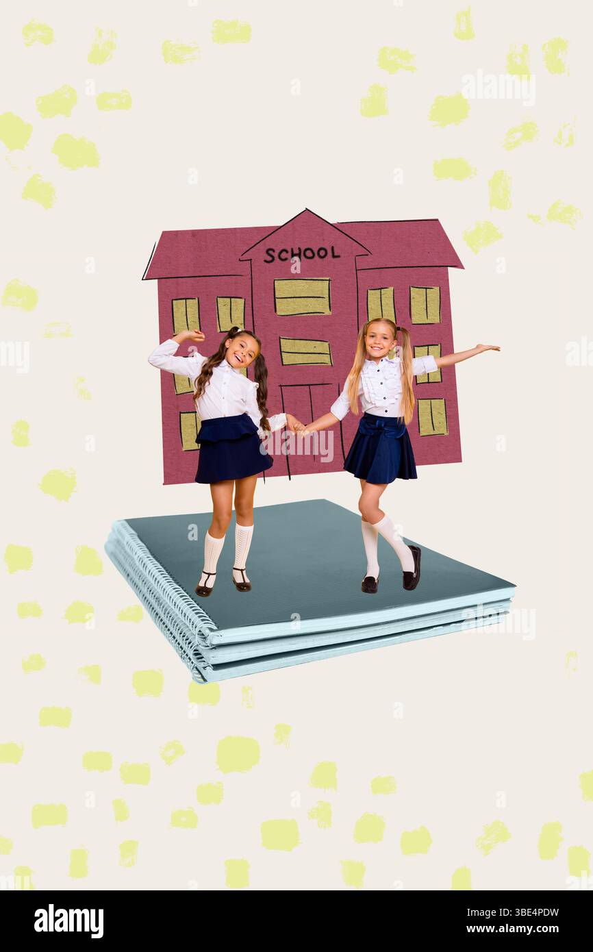 Trend artwork composite photo collage design of two school classmates ...