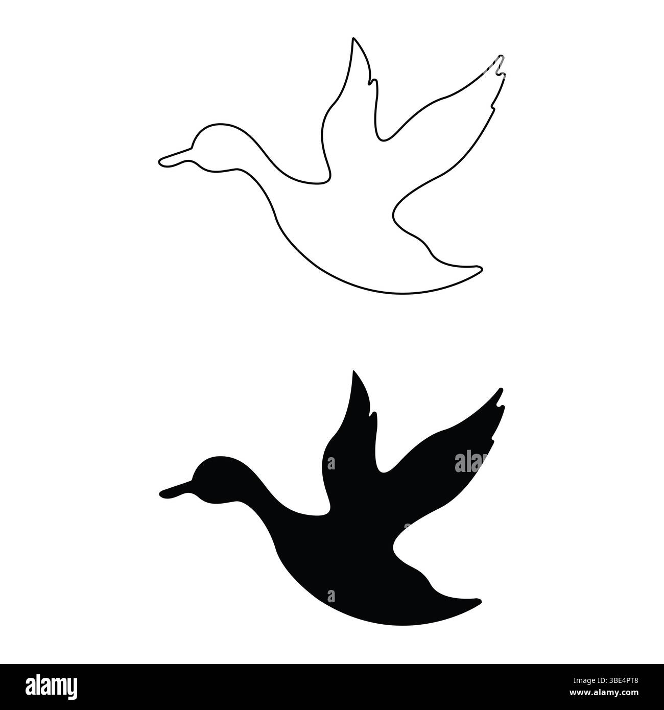 Flying Duck Silhouette Vector | Bird Wildlife Clipart Design Stock ...