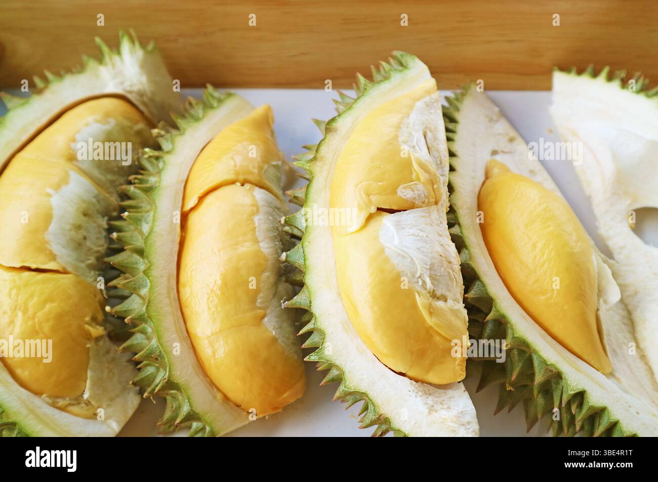 Heap of Opened Durian Fruits Showing Its Delectable Flesh Stock Photo ...