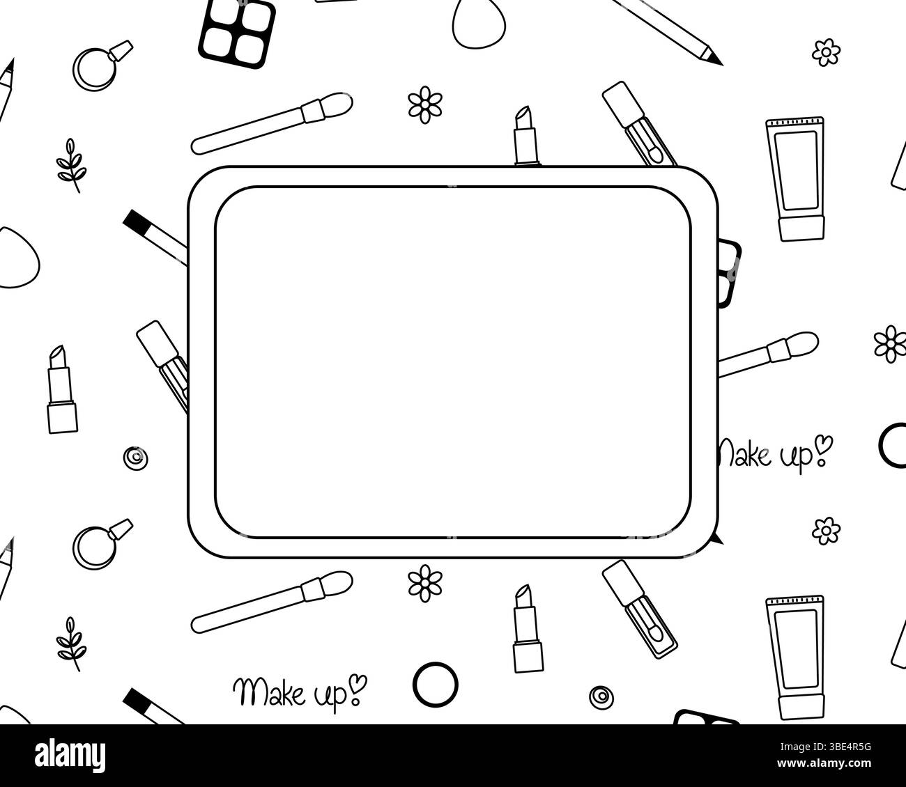 Cosmetics, perfume, lipstick rectangle frame template Vector graphic ...