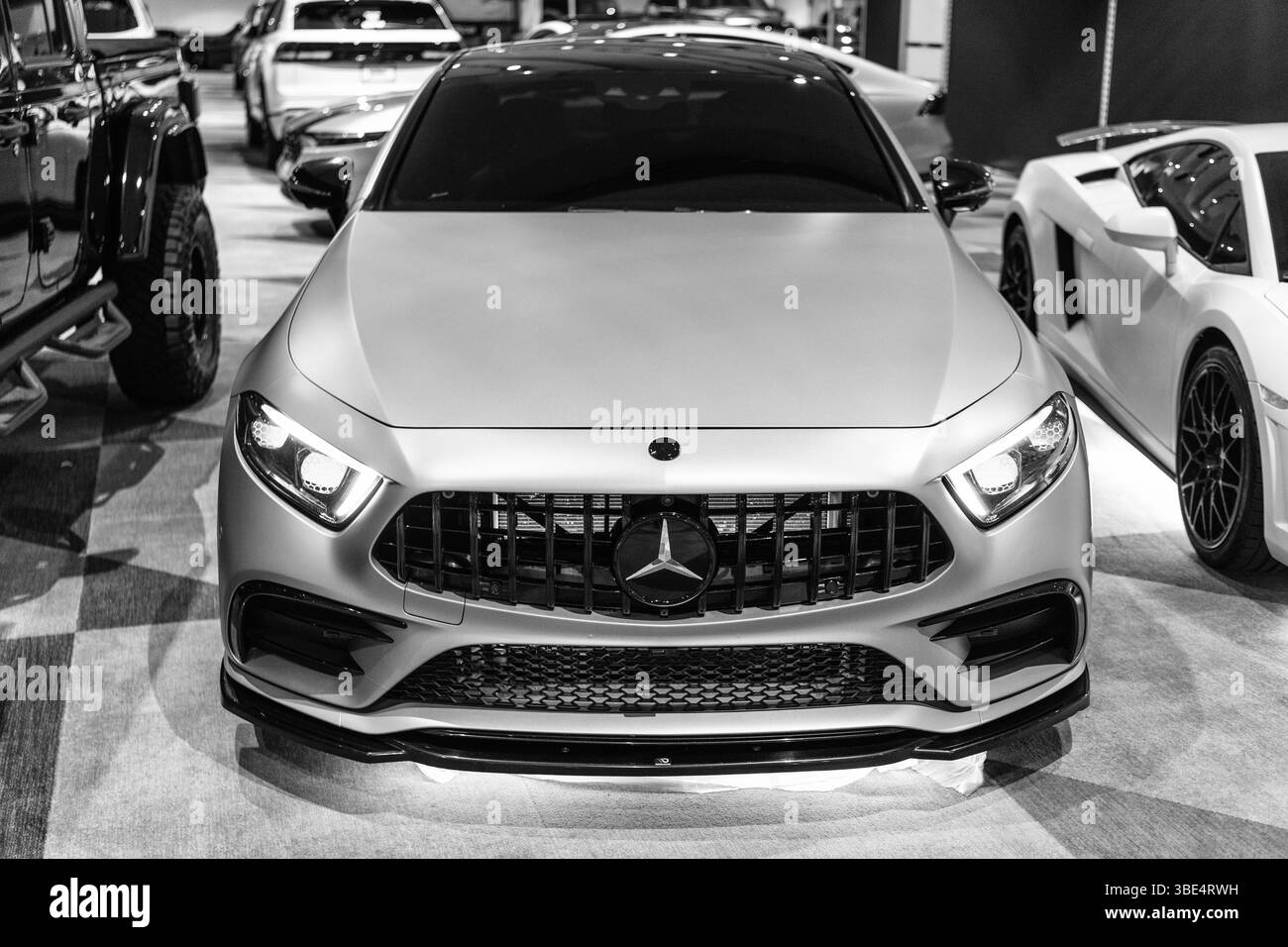 New York City, USA - March 27, 2024: Mercedes Benz CLS green car at New ...
