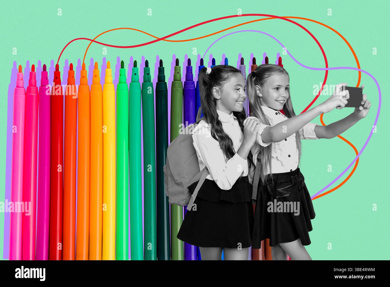 Composite sketch image trend artwork collage of classmates elementary ...