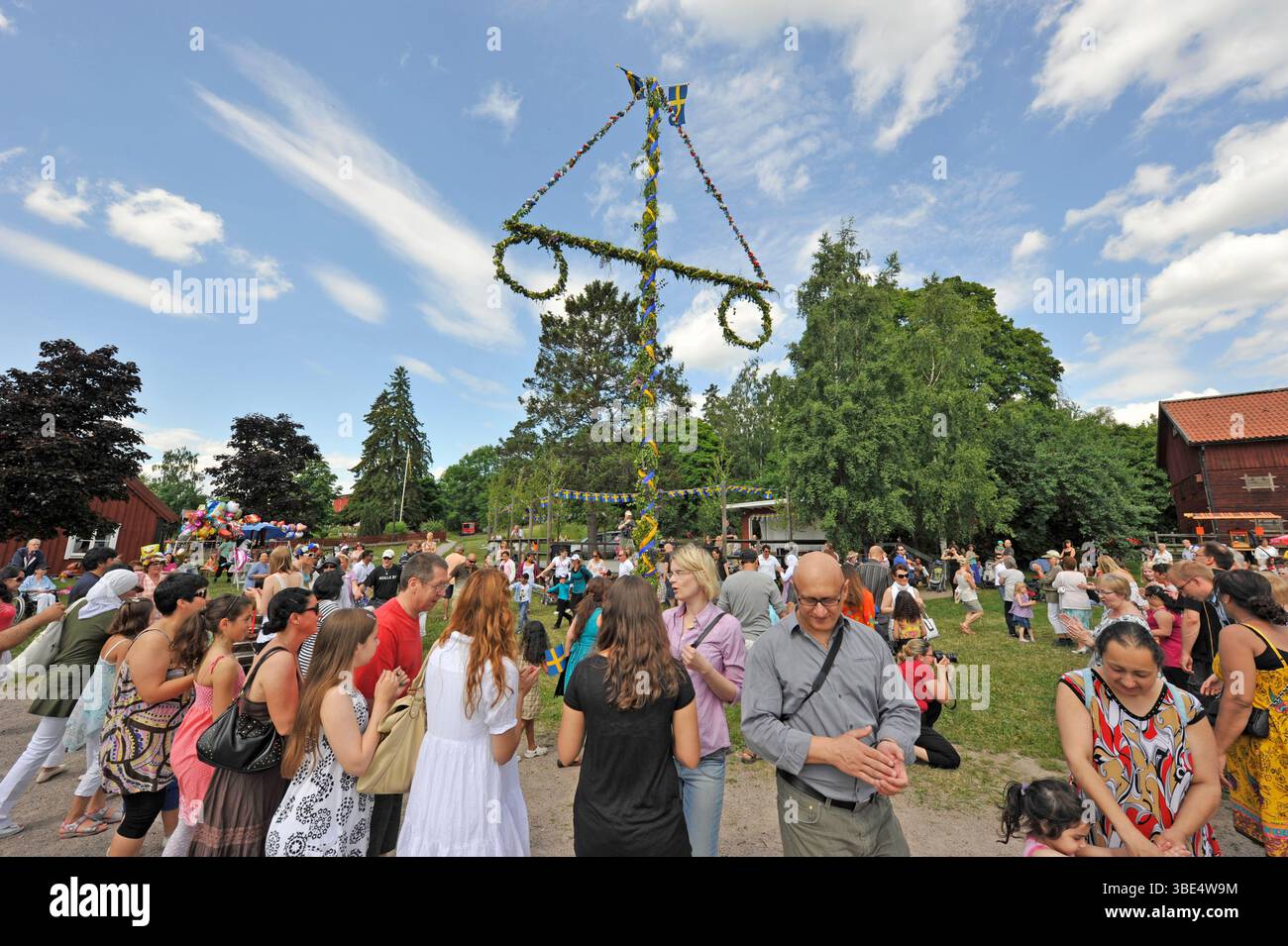 Midsommar festival celebration in a suburb of Stockholm Stock Photo - Alamy