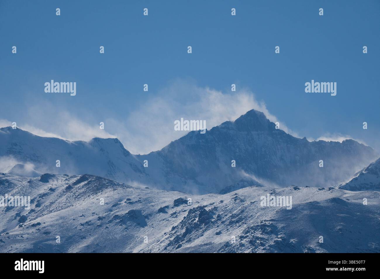 Santiago, Metropolitana, Chile. 27th May, 2025. Blowing snow sweeps ...