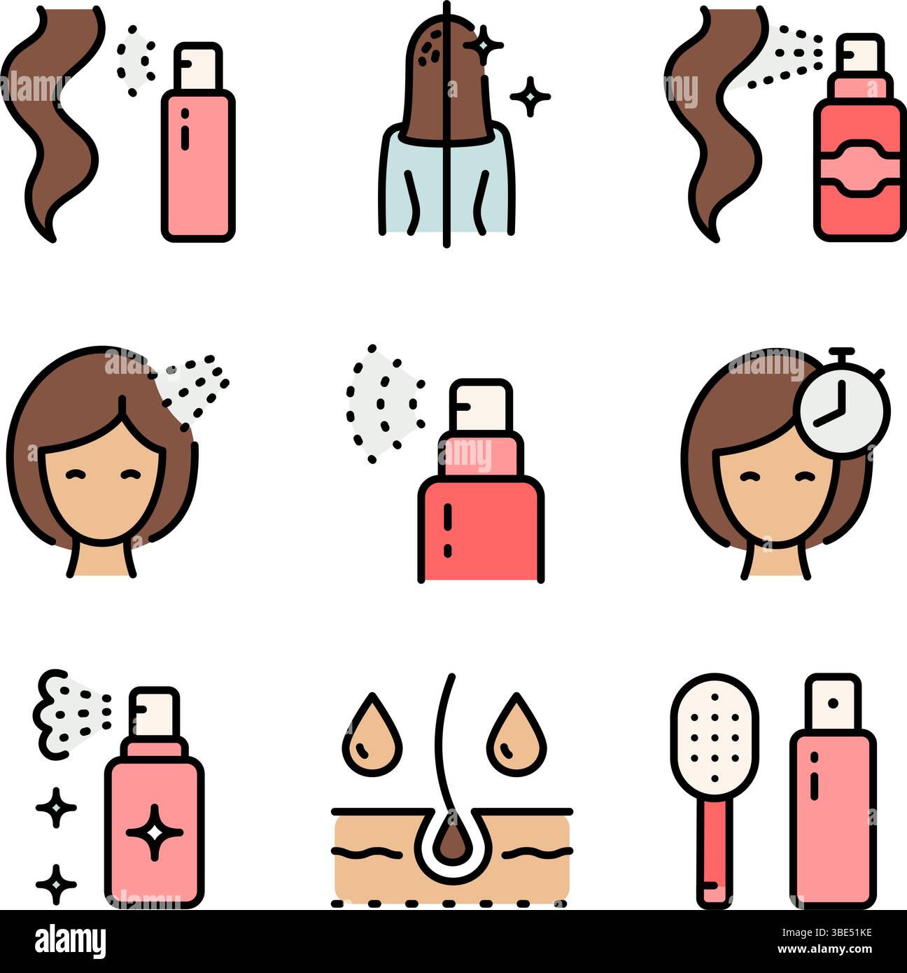 Woman applying hair color shampoo Stock Vector Images - Alamy