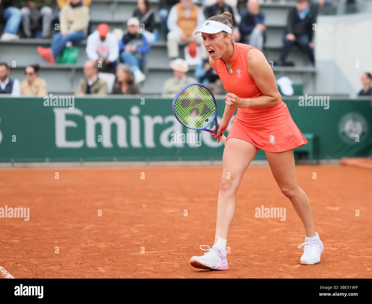 Paris, France. 27th May, 2025. Belgian Elise Mertens pictured in action ...