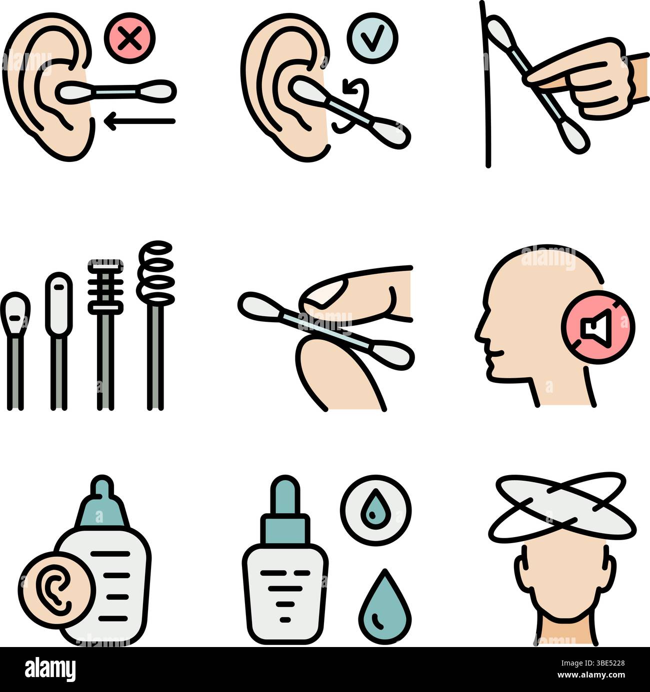 Personal hygiene routine and care. Removing cerumen, otitis treatment ...