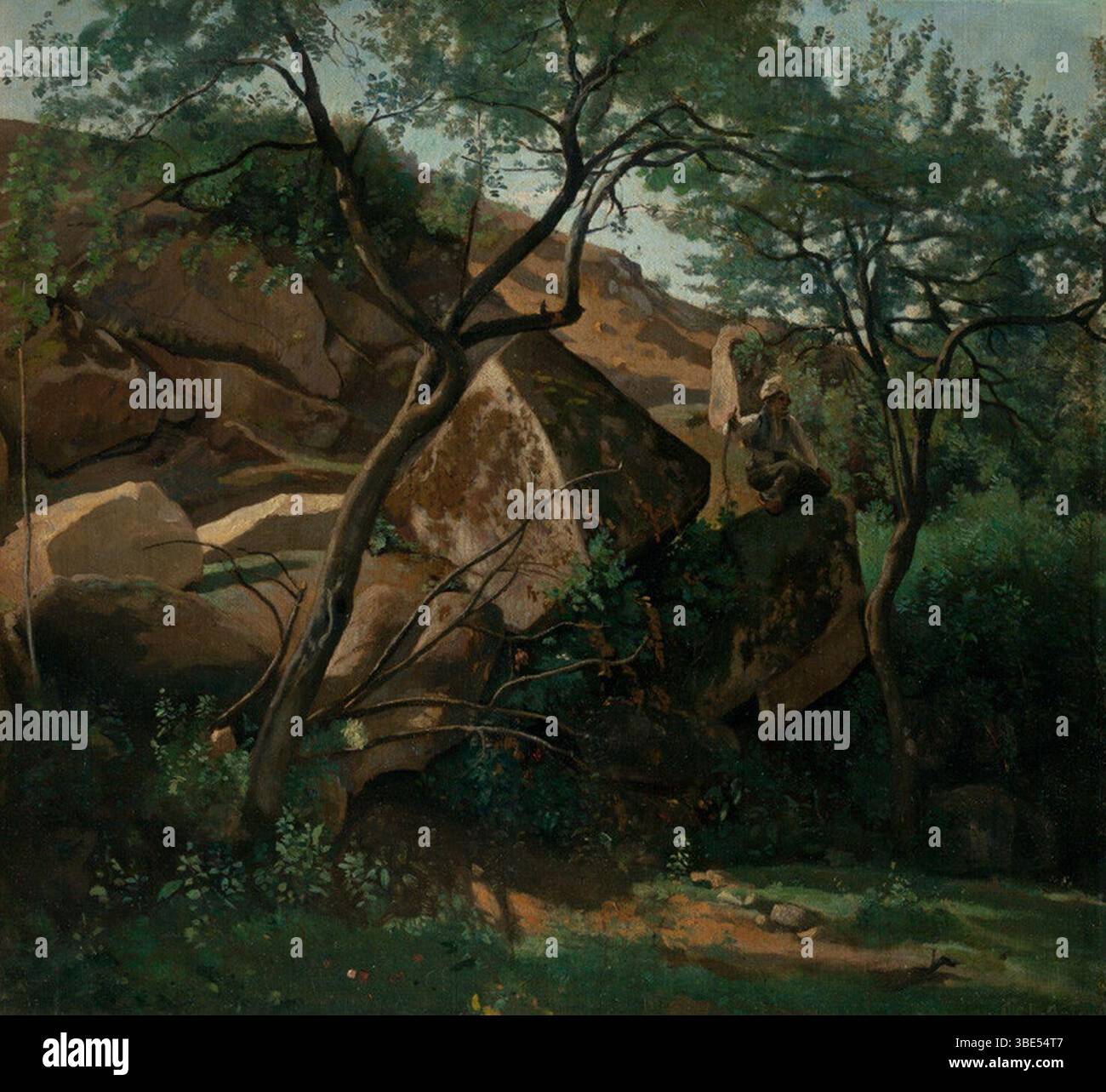 Jean-Baptiste Camille Corot - Young Shepherd among the Rocks (Forest of ...