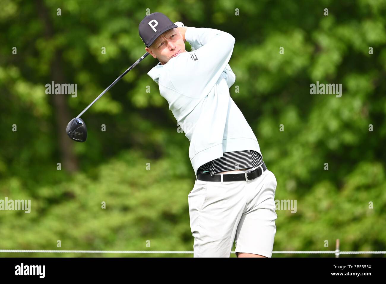 Dublin, Ohio, USA. 27th May, 2025. Matti Schmid (GER) drives on the 1st ...
