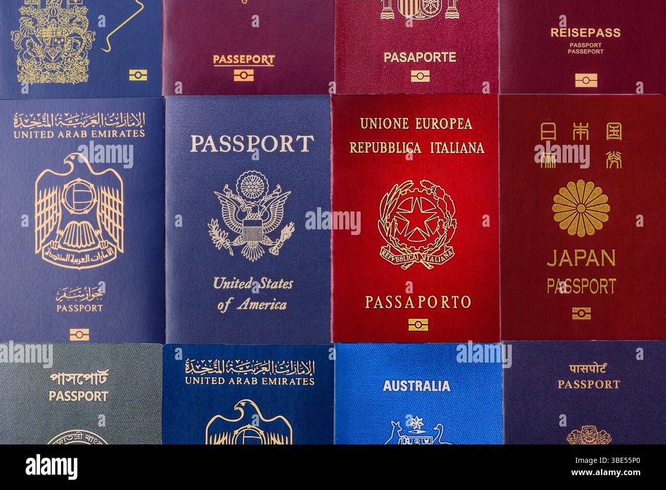 Passports of citizens of different countries of the world, background ...