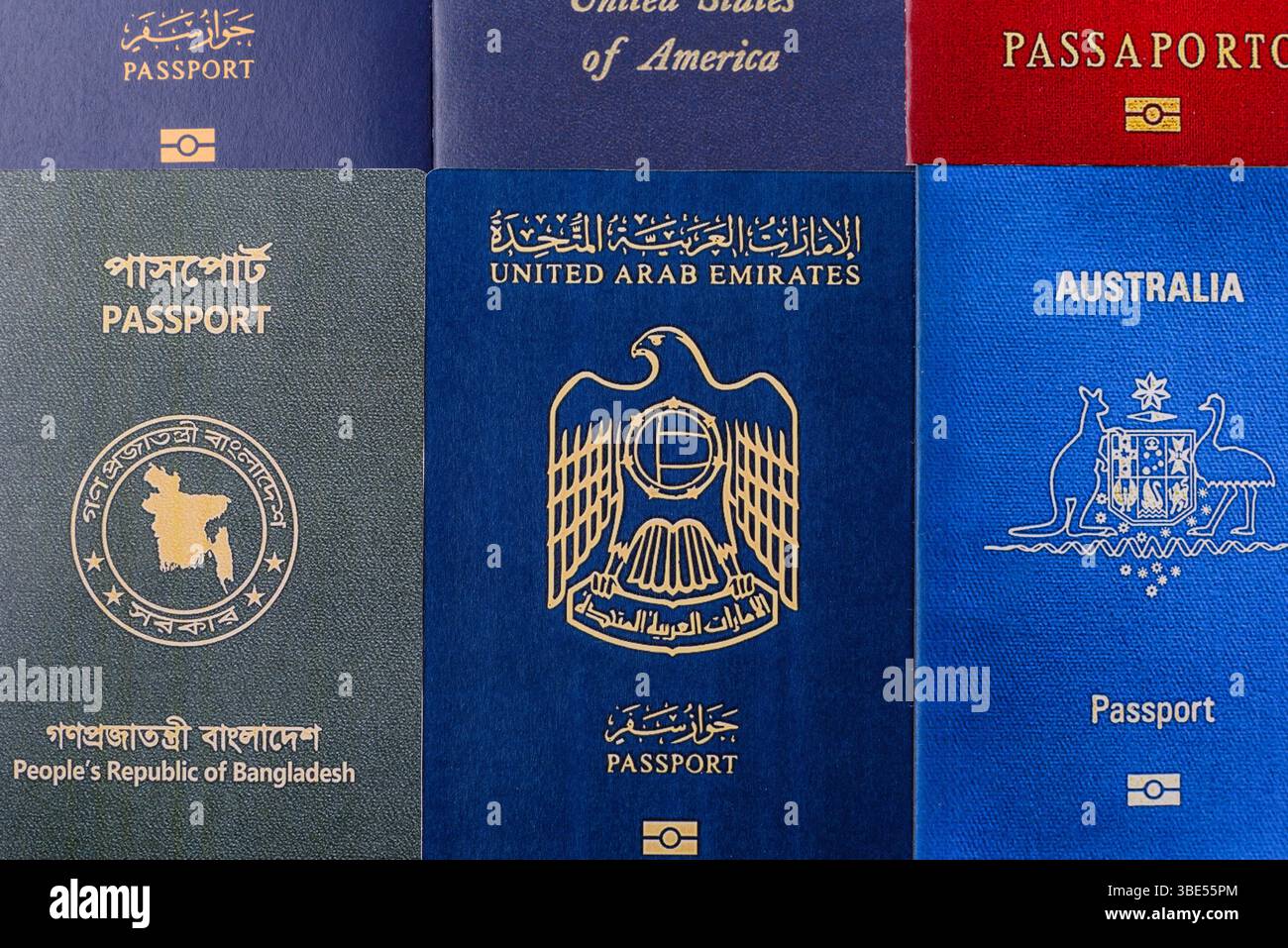 Passports of citizens of different countries of the world, background ...