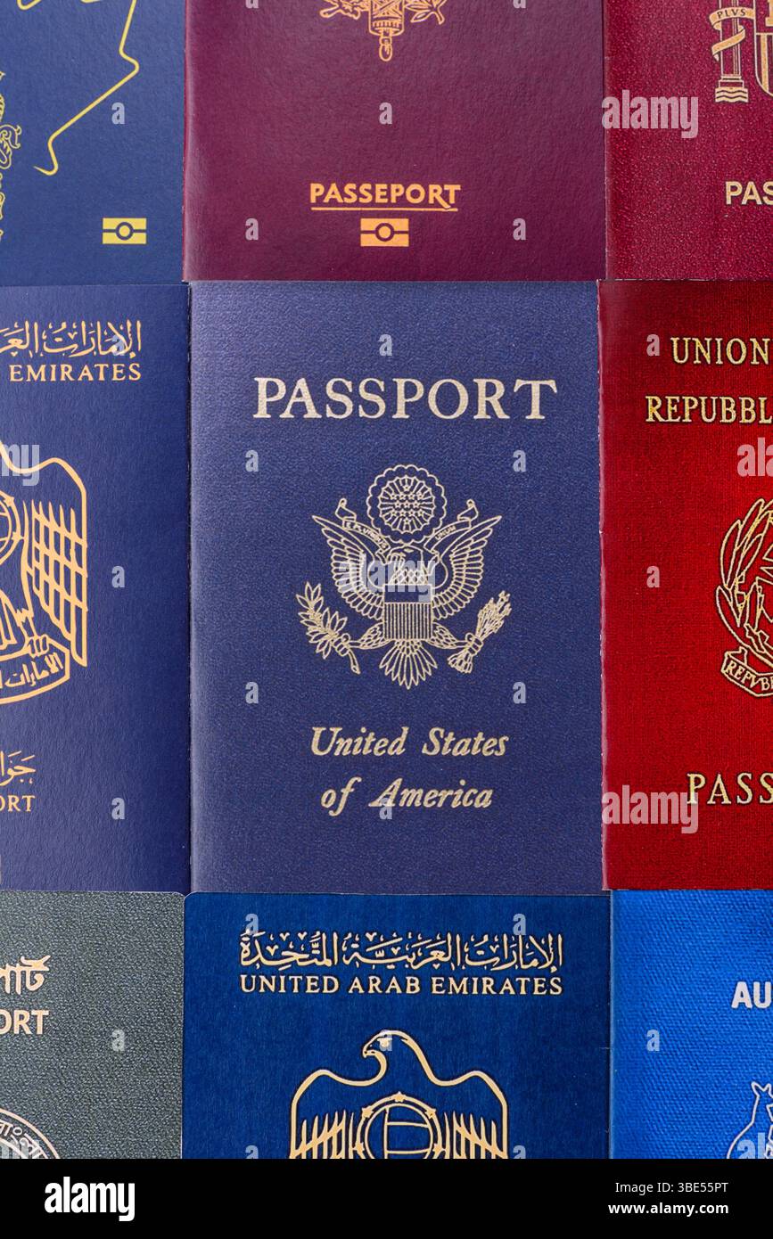 Passports of citizens of different countries of the world, background ...