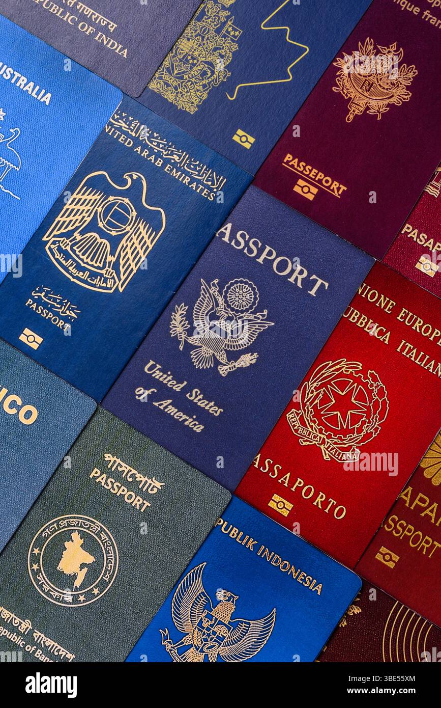 Passports of citizens of different countries of the world, background ...