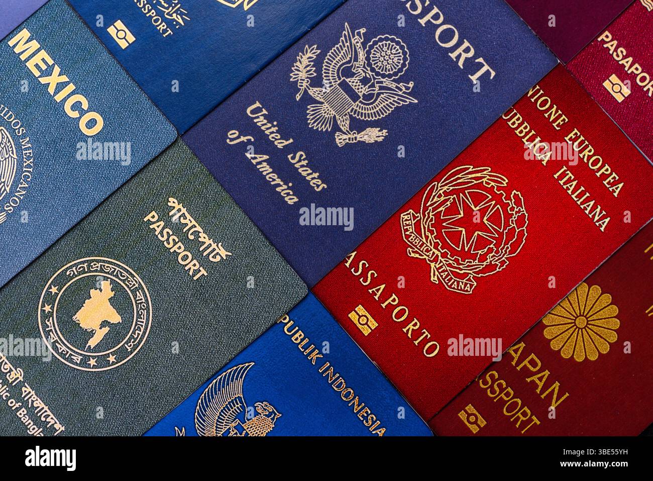 Passports of citizens of different countries of the world, background ...