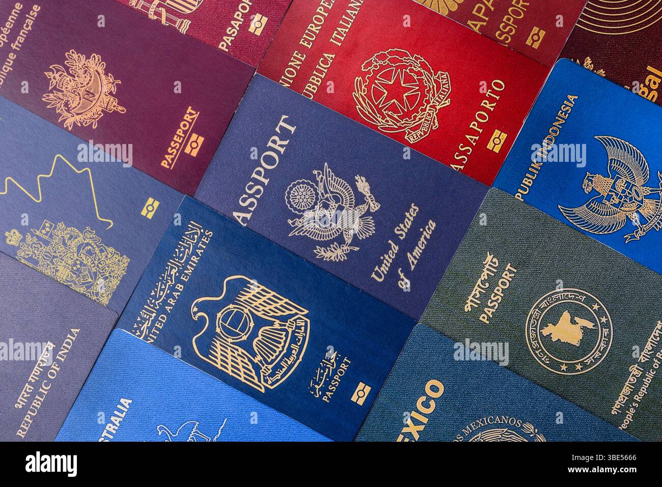 Passports of citizens of different countries of the world, background ...