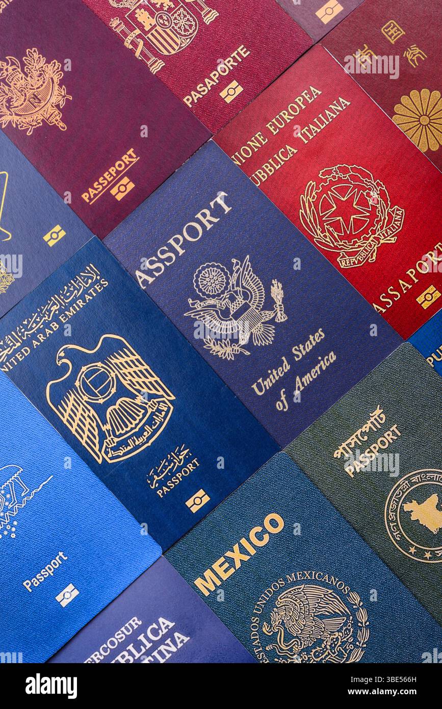 Passports of citizens of different countries of the world, background ...