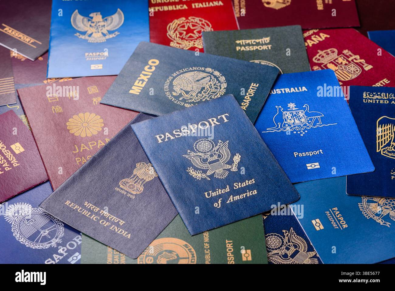 Passports of citizens of different countries of the world, background ...