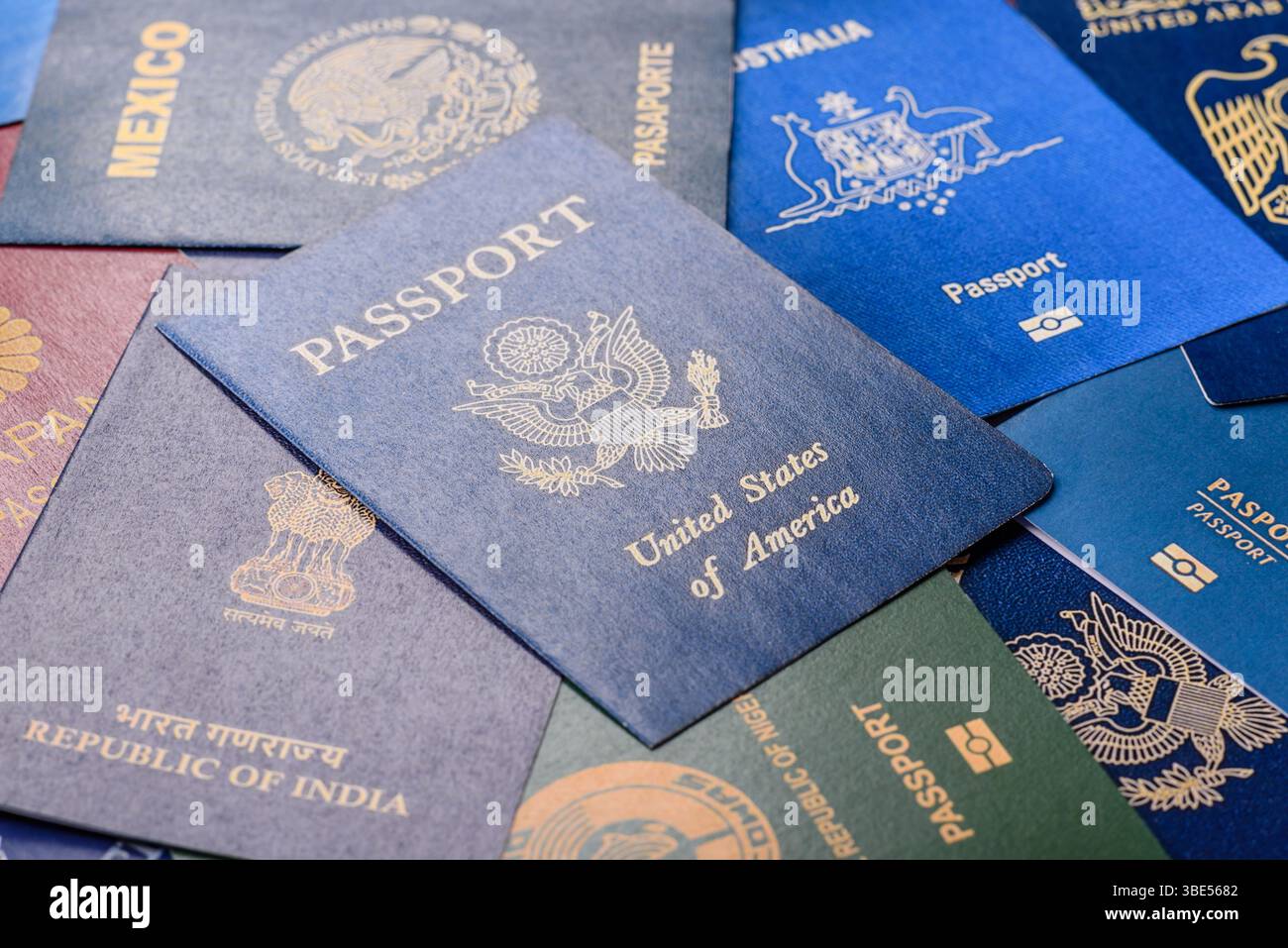 Passports of citizens of different countries of the world, background ...