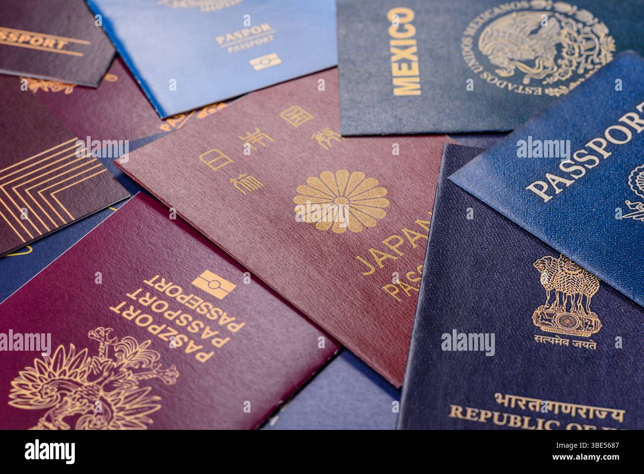 Passports of citizens of different countries of the world, background ...