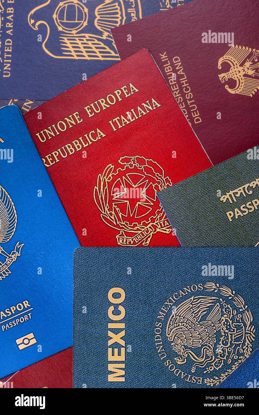 Passports of citizens of different countries of the world, background ...