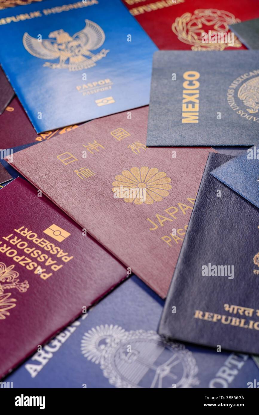Passports of citizens of different countries of the world, background ...