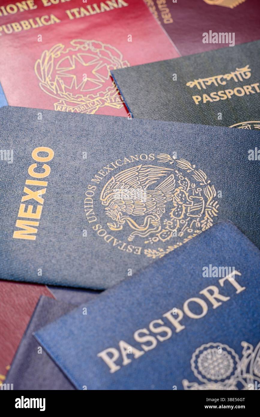 Passports of citizens of different countries of the world, background ...