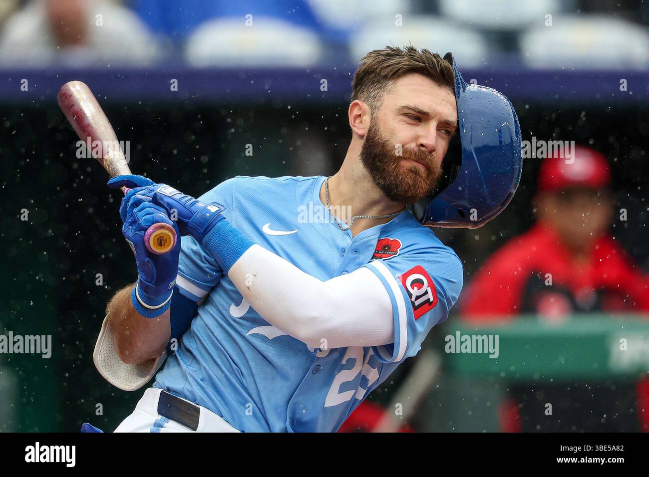 May 26, 2025: Kansas City Royals right fielder John Rave (26) loses his ...