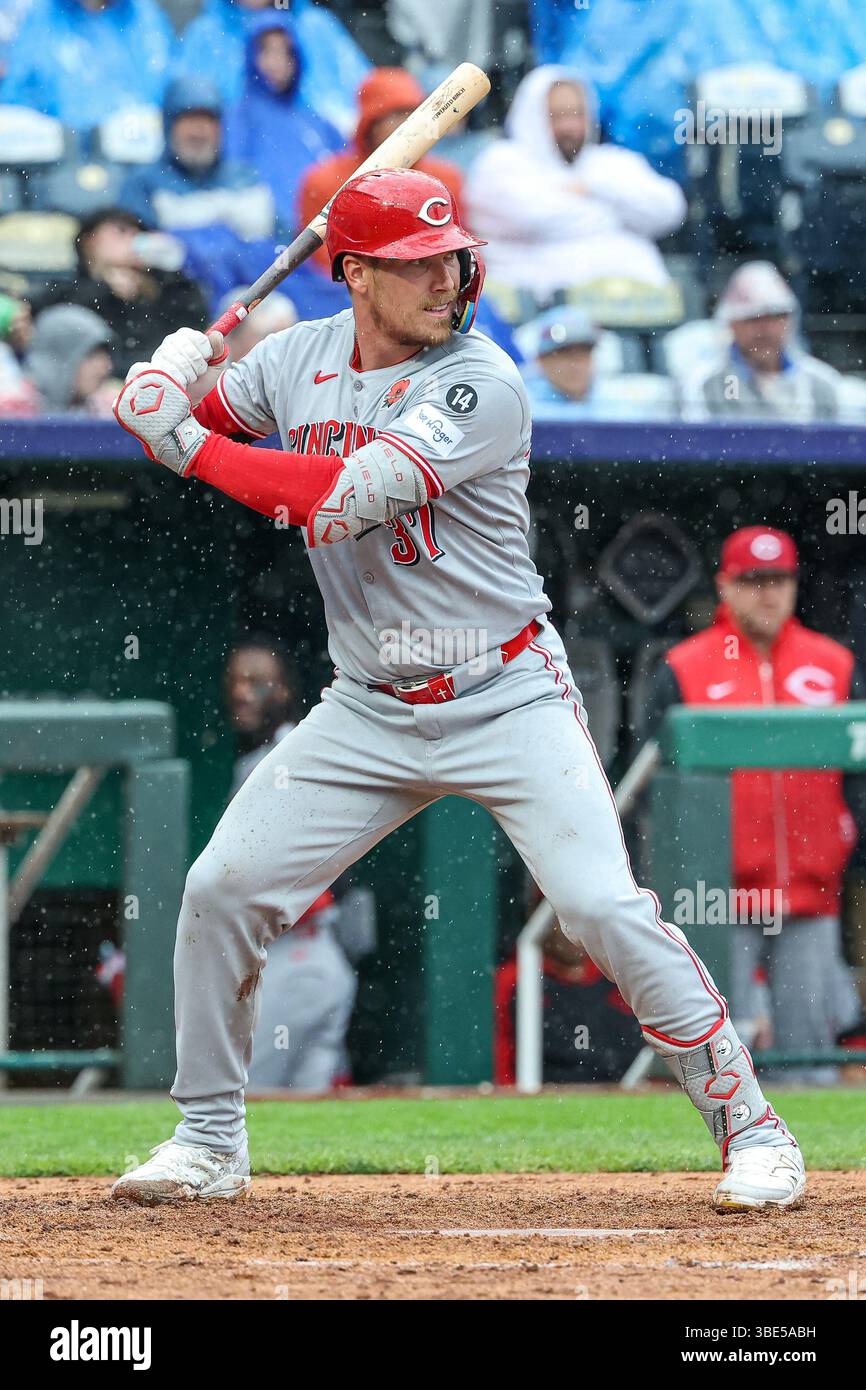 Kansas City, MO, USA. 26th May, 2025. Cincinnati Reds catcher Tyler ...